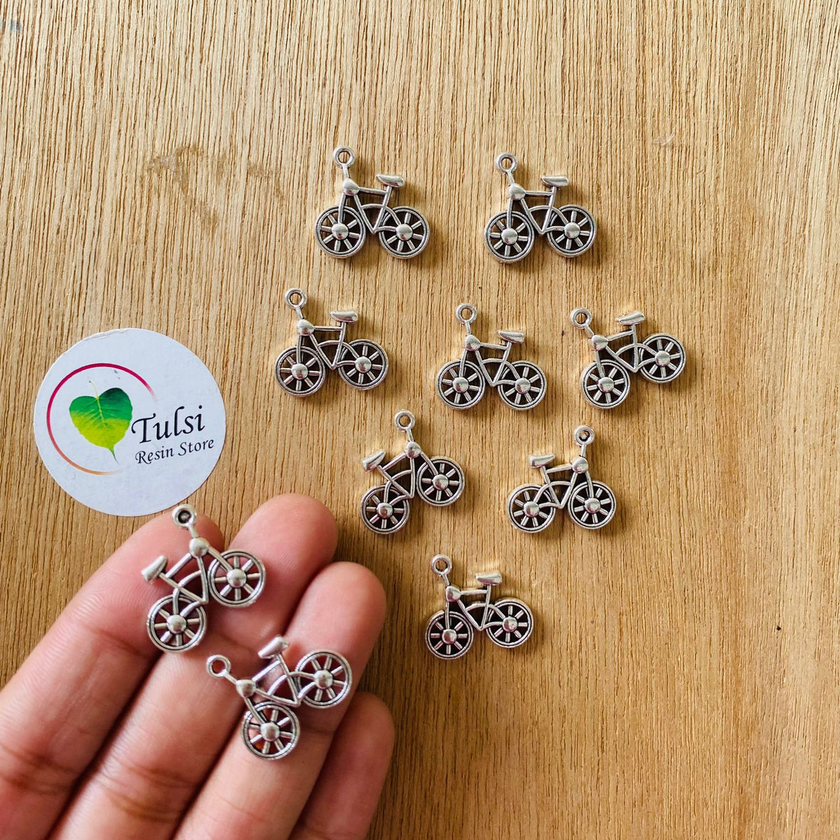 Silver Cycle Charm – Tulsi Resin Store
