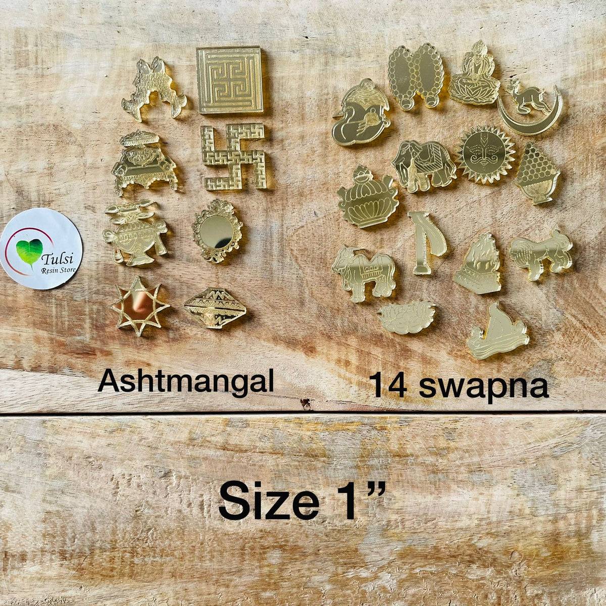 Acrylic Ashtmangal + Swapna Combo- Size 1" – Tulsi Resin Store