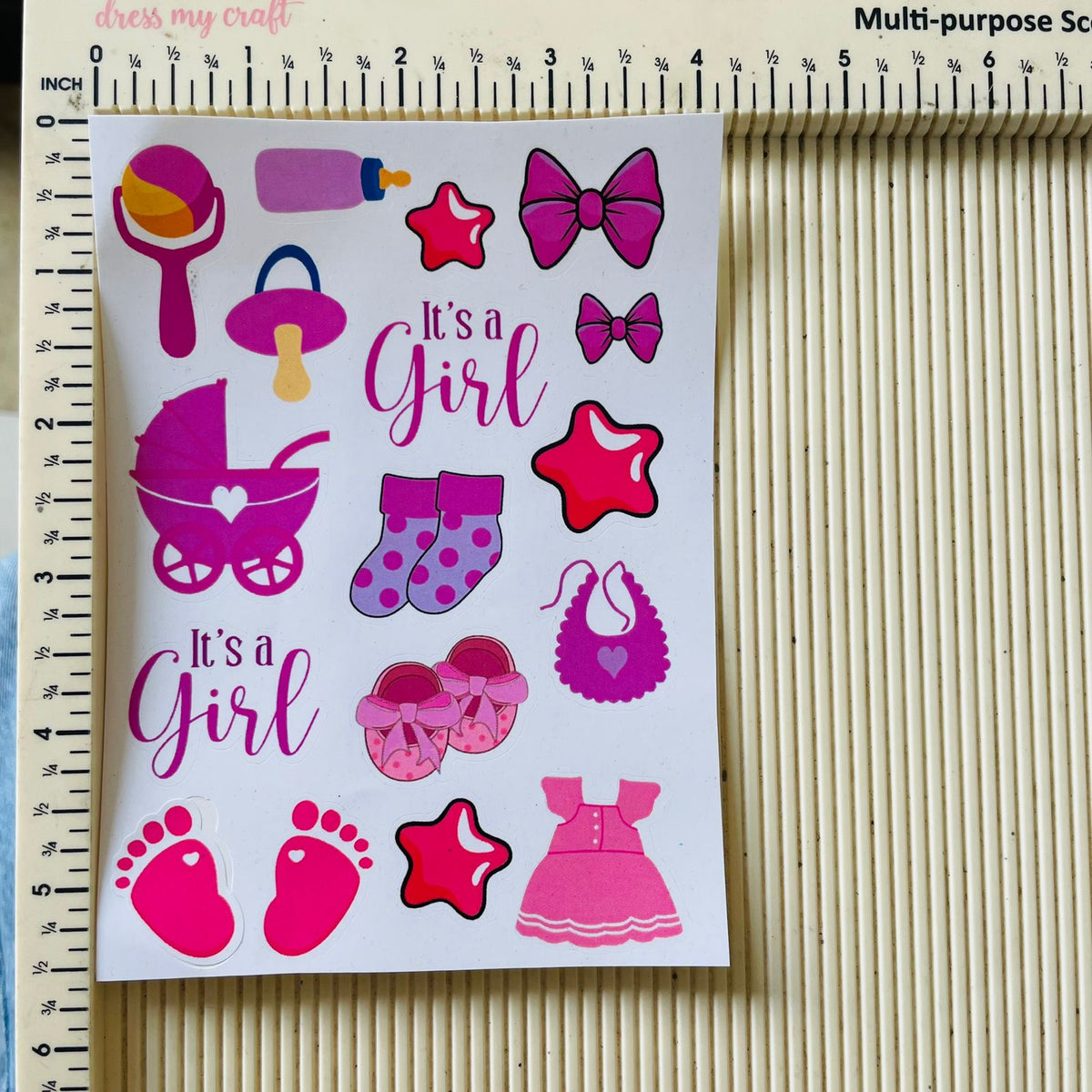 Colourful Sticker Sheet - It's a Girl – Tulsi Resin Store