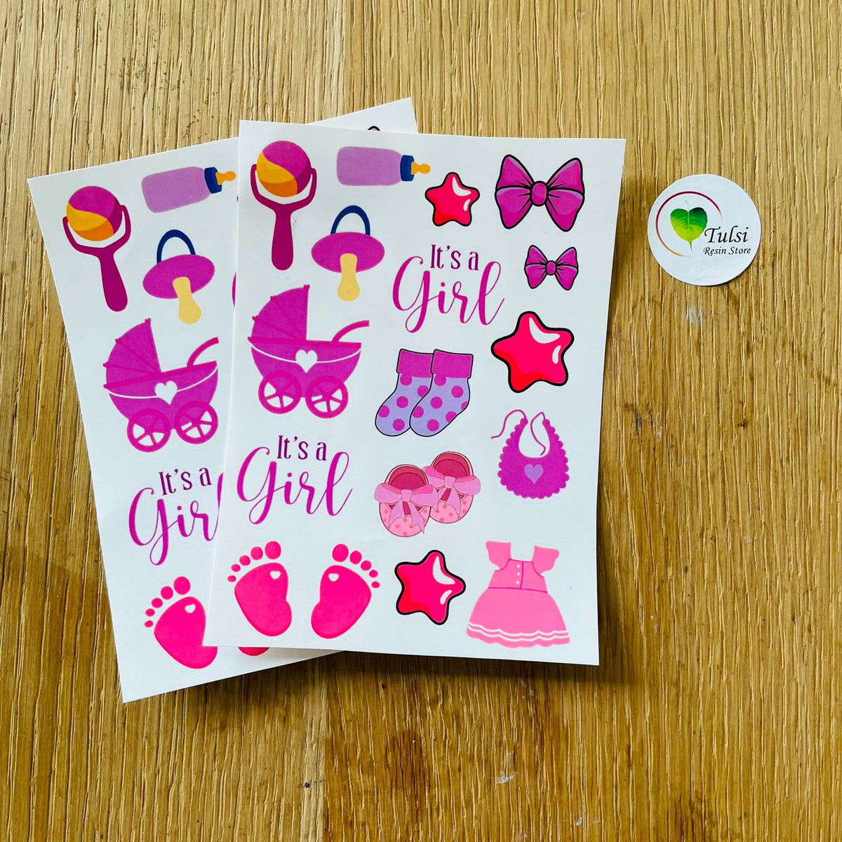 Colourful Sticker Sheet - It's a Girl – Tulsi Resin Store