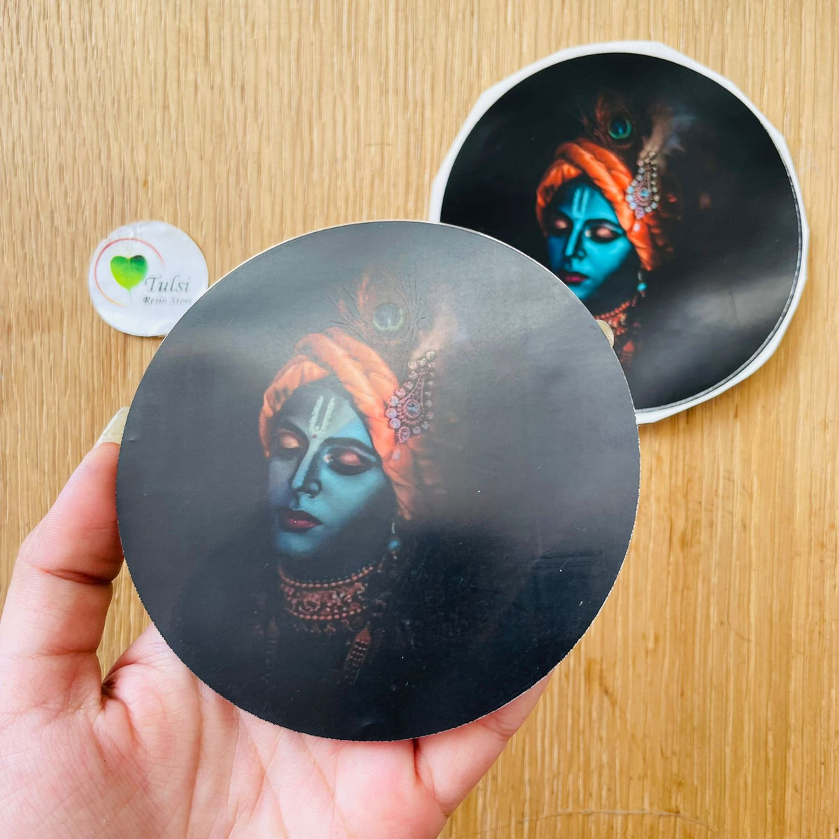 Colourful krishna Sticker - 4" Round – Tulsi Resin Store