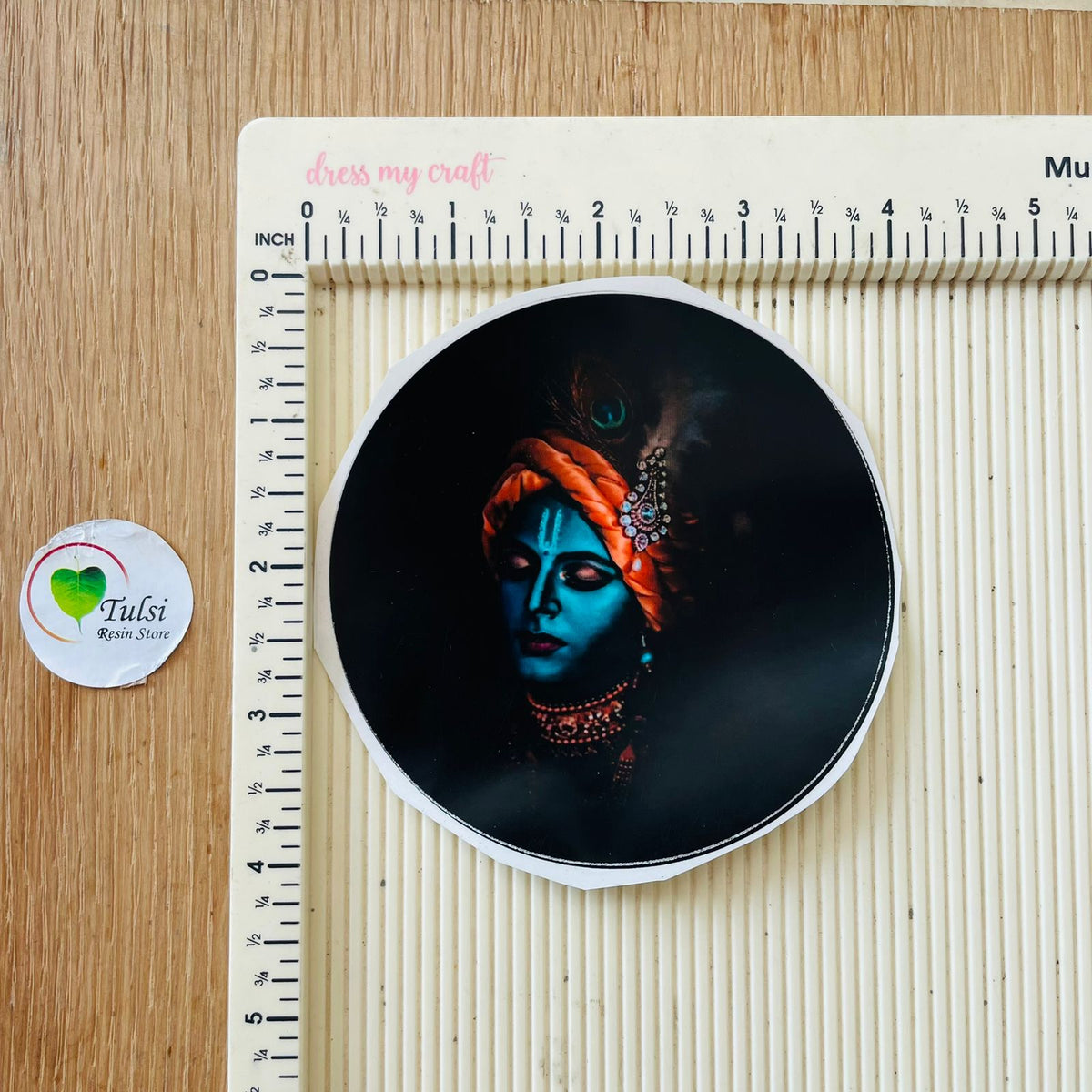 Colourful krishna Sticker - 4" Round – Tulsi Resin Store