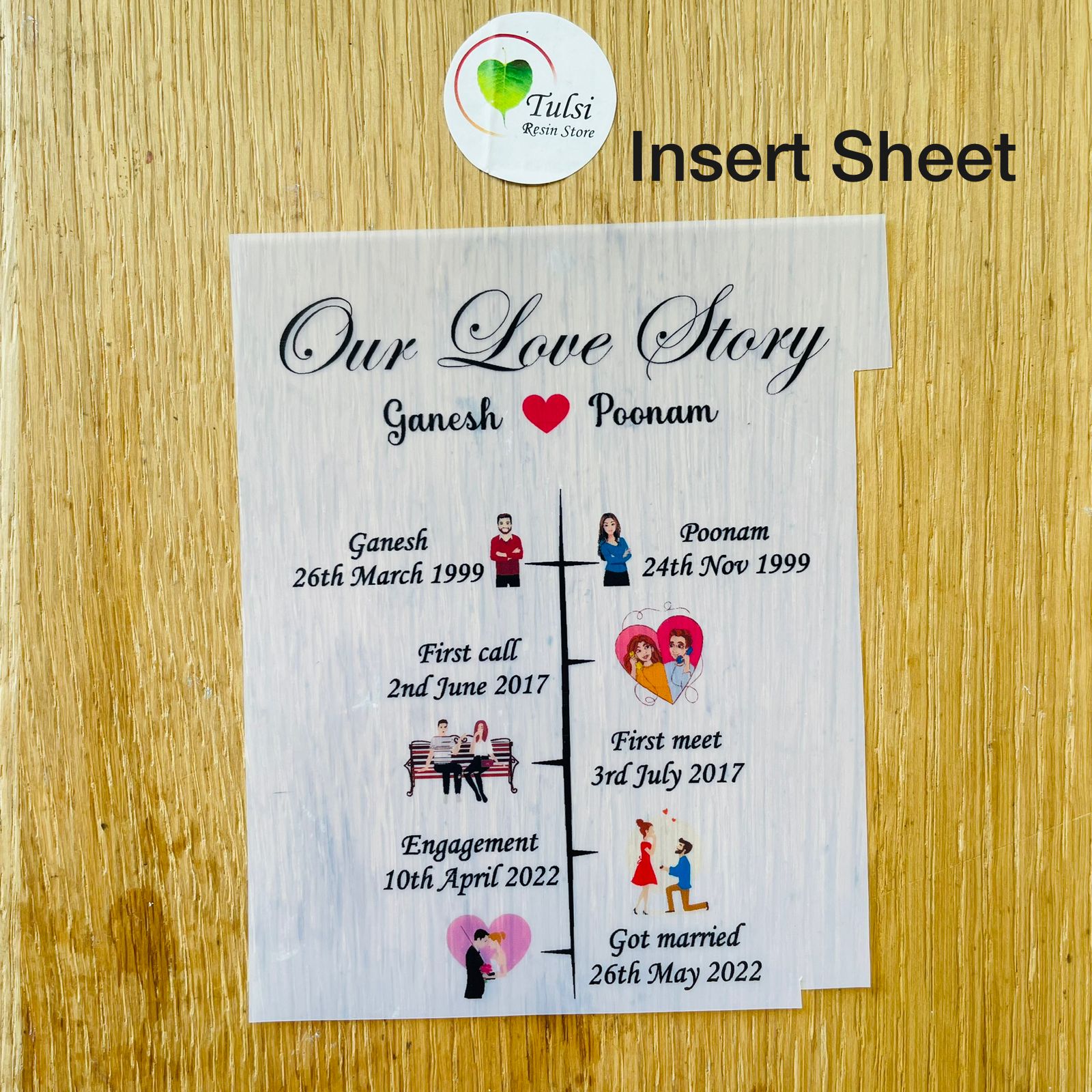 Custom Transparent Insert Sheet – Tulsi Resin Store