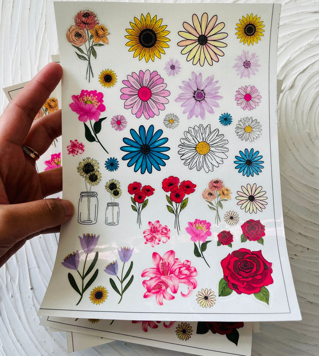 Colourful Flower Sticker Sheet – Tulsi Resin Store