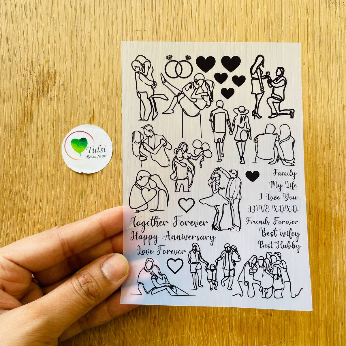 A6 Insert Sheet - Line Couple Art – Tulsi Resin Store