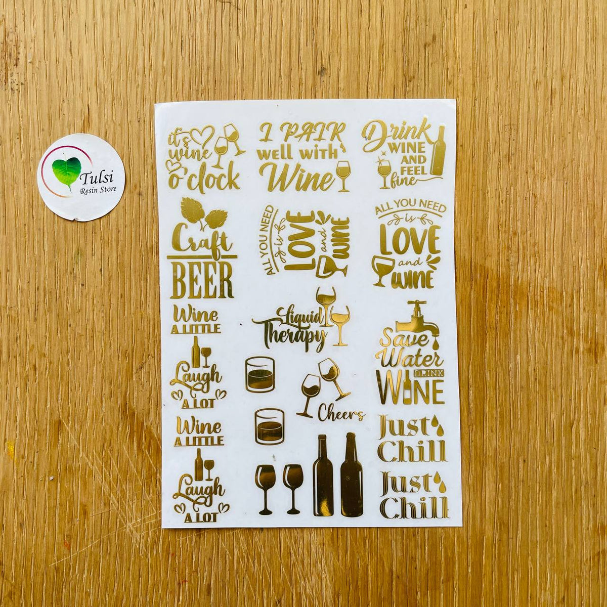 Metal Sticker - A6 Wine Quotes – Tulsi Resin Store